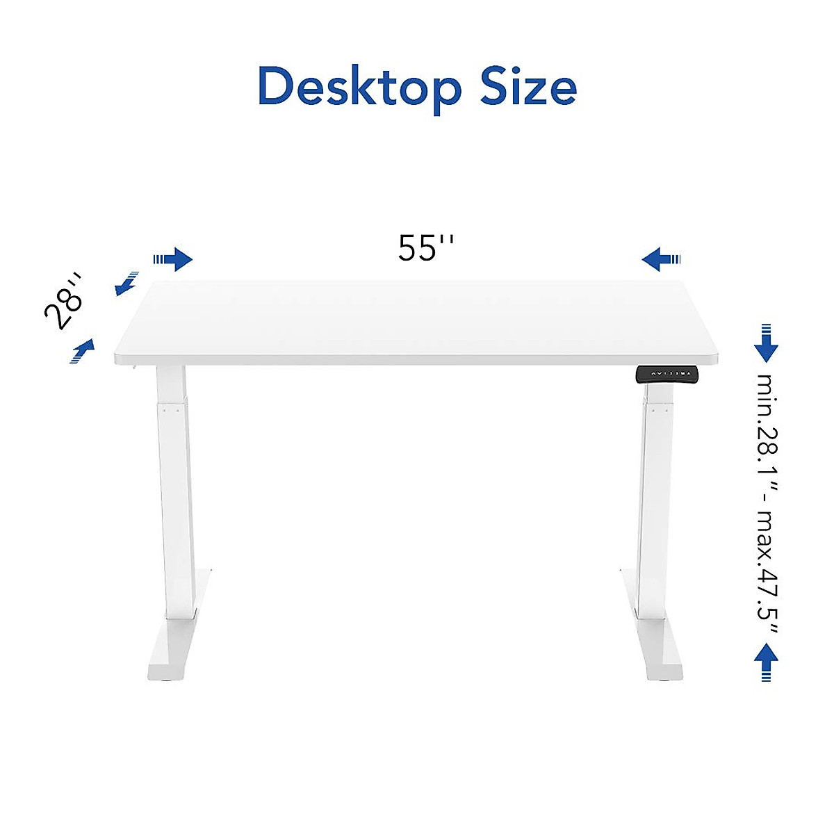 FLEXISPOT EC3 Dual Motor Electric Standing Desk 55x28 Inch Seamless Solid Slab Stand Up Desk Sturdy Electric Adjustable Desk Home Office Desk Electric Computer Workstation, White Frame, White Desktop