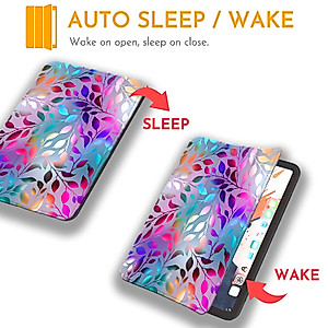 Hepix Compatible with iPad Air 6th 11 in iCase 2024 iPad Air 5th 4th Gen Case 10.9 with Pencil Holder 2022 2020, Colorful Leaf Trifold Auto Sleep Wake