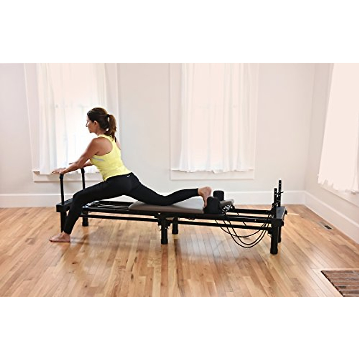 Stamina Products AeroPilates Reformer 651 Whole Body Resistance Workout Machine for Home Gym with 10 Inch Stand and Foldable Frame with Wheels
