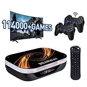 Bearway Super Console X3 Plus Classic Video Game Console with 114000+Games,60 Emulators, EmuELEC 4.5/Android 9.0/CoreELEC Systems, Compatible with DC/N64/MAME,8K, Plug & Play Game Console(256G