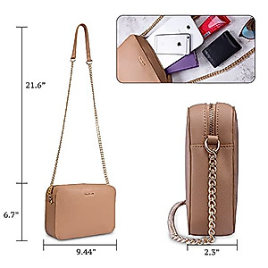 Elegant Faux Leather Crossbody Purse Bag For Women - Over The Shoulder Small Crossbody Purse With Gold Chain And Hardware - Women's Jet Set Cross Body Bag (mustard)