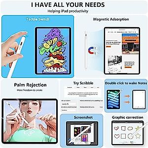 iPencil 2nd Generation, KIROSA Stylus Pen for iPad with Tilt Sensing & Palm Rejection, Pencil for iPad 9th/10th~6, iPad Mini 5/6, iPad Air 3~5, iPad Pro 11"/12.9" Pink