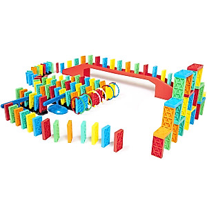 Bulk Dominoes Kinetic Domino Kit | Dominoes Set, STEM STEAM Small Toys, Family Games for Kids, Kids Toys and Games, Building, Toppling, Chain Reaction Sets (143pc)