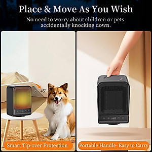 Lerat Space Heater, Portable Electric Heaters with Thermostat, 1500W PTC Fast Heating Ceramic Room Small Heater with 3 Modes, 1-12H Timer, Heaters for Indoor Use Office Bedroom Home-Black