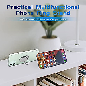 SOOSISI Cell Phone Ring Holder 2 Pcs, Finger Ring Universal 360 Degree Rotation Phone Rings & Magnetic Car Mount Compatible, with All iPhone & Android Smartphones (Silver)