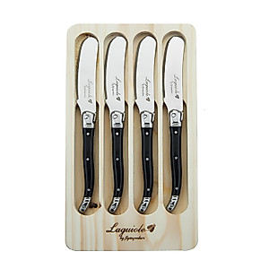 Laguiole by FlyingColors Butter Spreaders Knife Set Cheese Knife Set Stainless Steel Black Color Handle 4 Pieces