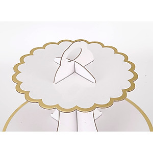 YLDW 3-Tier Cupcake Stand, Lace Trim Cake Stand Holder, Tiered DIY Cupcake Stand Tower for Dessert Table Displays, Birthday Theme Party Favors Decoration, Floral Tea Party, 12" W x 12.8" H, White