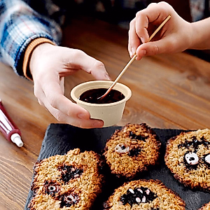 LeonBach 100 Pack Natural Bagasse Fiber Bowls 2oz Disposable Paper Cups Microwavable Safe Sample Snack Charcuterie Serving Cups for Sauce Portion Condiment Ice Cream Food Desserts