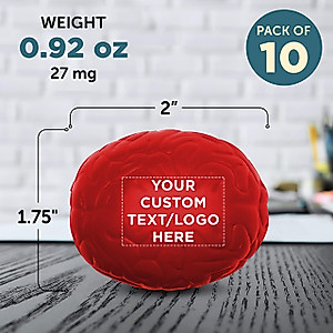 Custom Brain Squeeze Balls Set of 10, Personalized Bulk Pack - Stress Relief, Perfect for Your Desk, Office or Home - Red