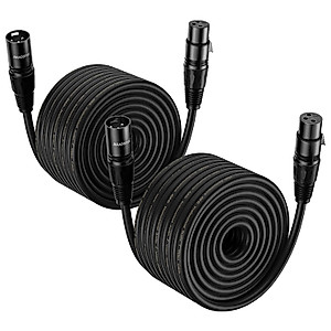 NUOSIYA XLR Cable 100 Ft 2 Packs,Microphone Cables,Premium Balanced Microphone Mic Speaker Cable with 3-Pin XLR Male to Female DMX Cable,Black