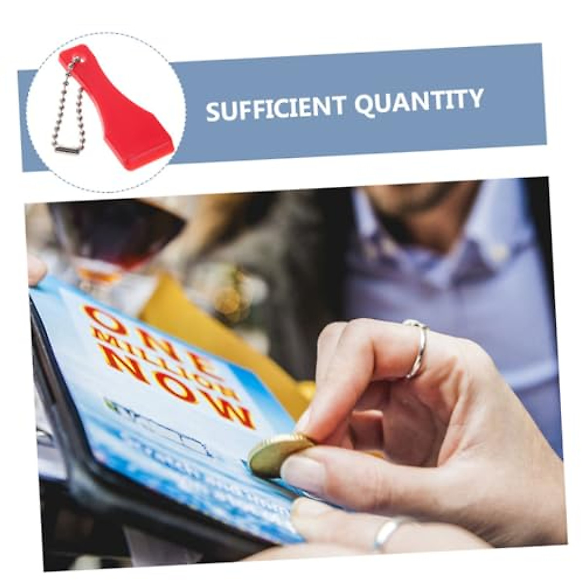 Abaodam 20 Pcs Multi-use Plastic Scraper Tool Efficient Lotto Ticket Scratcher Portable Label and Film Remover Plastic Scraper Hanging Keychain