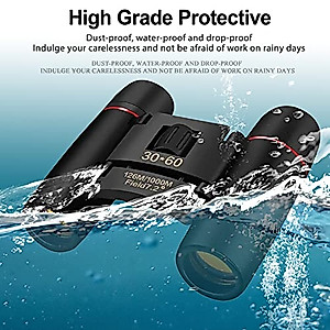 ZIYOUHU 30x60 Binoculars Small Compact Light Binoculars, Suitable for Adults and Children Bird Watching Travel Sightseeing, Waterproof Lightweight Small Binoculars, with Clear Low-Light Vision…