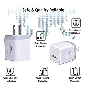 USB Wall Charger, CableLovers 1A/5V 3-Pack Travel USB Plug Charging Block Brick, Charger Power Adapter Cube Compatible Phone Xs/XS Max/X/8/7/6 Plus, Galaxy S9/S8/S8 Plus, Moto, Kindle, LG