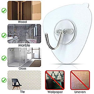 DSSPORT 37 Pack Triangular Self Adhesive Hooks, Wall Hooks for Hanging Heavy Duty Self Stick Hooks Kitchen Bathroom Window Ceiling Waterproof and Oilproof Reusable Seamless Hooks