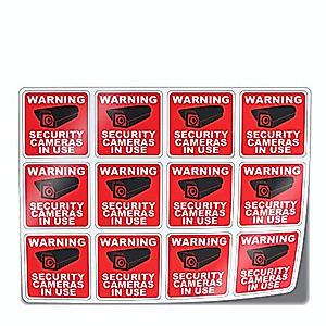 Mini 1" Warning Security Camera In Use Sticker Decals for Lyft Uber Dashcams - 12 Stickers (1" each) by Flippin Stickers
