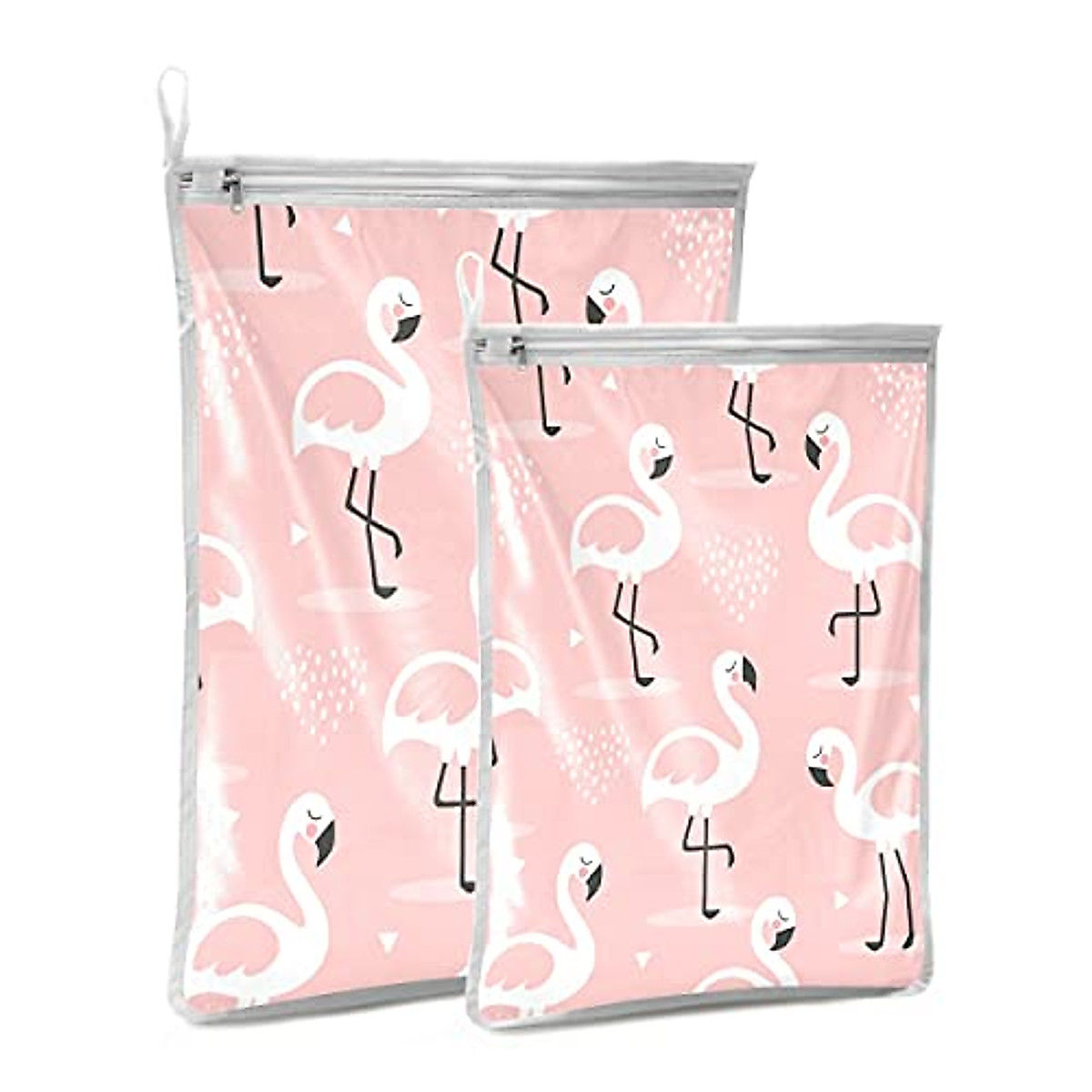 Xigua 2PCS Flamingo Mesh Laundry Bag Storage Organizer Bag Delicates Durable Travel Washing Bag for Sock,Lingerie,Large Garment