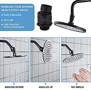 Enoughmen Shower Connector Ball Joint Shower Head Swivel Ball Adapter,Solid Brass Adjustable Shower Arm Connector, Universal Showering Component, Matte Black