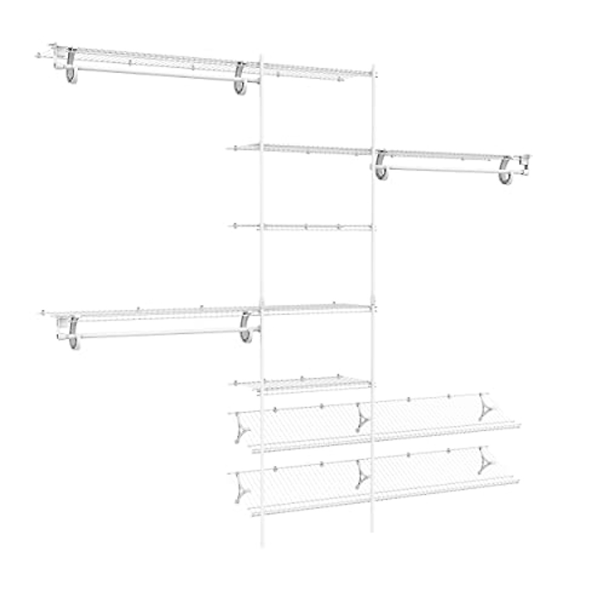 ClosetMaid 5037 5ft. to 8ft. Fixed Mount Closet Organizer Kit, White