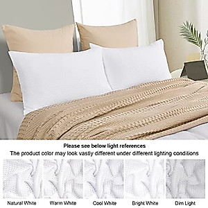 PHF Cotton Waffle Weave Pillowcases King Size Set of 2, No Insert, 20" x 36" Ultra Soft Cotton Blend Pillow Shams, Comfy Breathable and Skin-Friendly Pillow Cases Covers, White