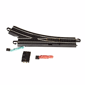 Bachmann Trains - Snap-Fit E-Z TRACK REMOTE TURNOUT - RIGHT (1/card) - STEEL ALLOY Rail With Black Roadbed - HO Scale