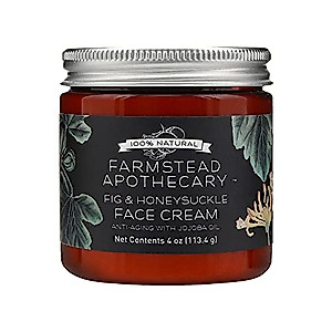 Farmstead Apothecary 100% Natural Anti-Aging Face Cream with Jojoba Oil, 4 oz (Fig & Honeysuckle)