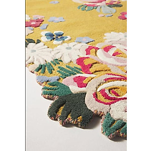 PB Rugs Traditional Multi Colored Floral Rug 100% Hand Tufted Carpet Persian Style Area Rug Off White/Ivory,Yellow/Green Tufted Flower Rug (Yollow/Green, 9x6)