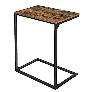 VASAGLE C Shaped End Sofa and Bed 21.7 Inches Side Table for Living Room, TV Tray, 13.8 x 21.7 x 26 Inches, Rustic Brown and Black