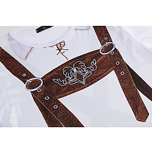 yolsun Oktoberfest Men's Short Sleeve Bavarian German Lederhosen T-Shirt Costume (X-Large,White)