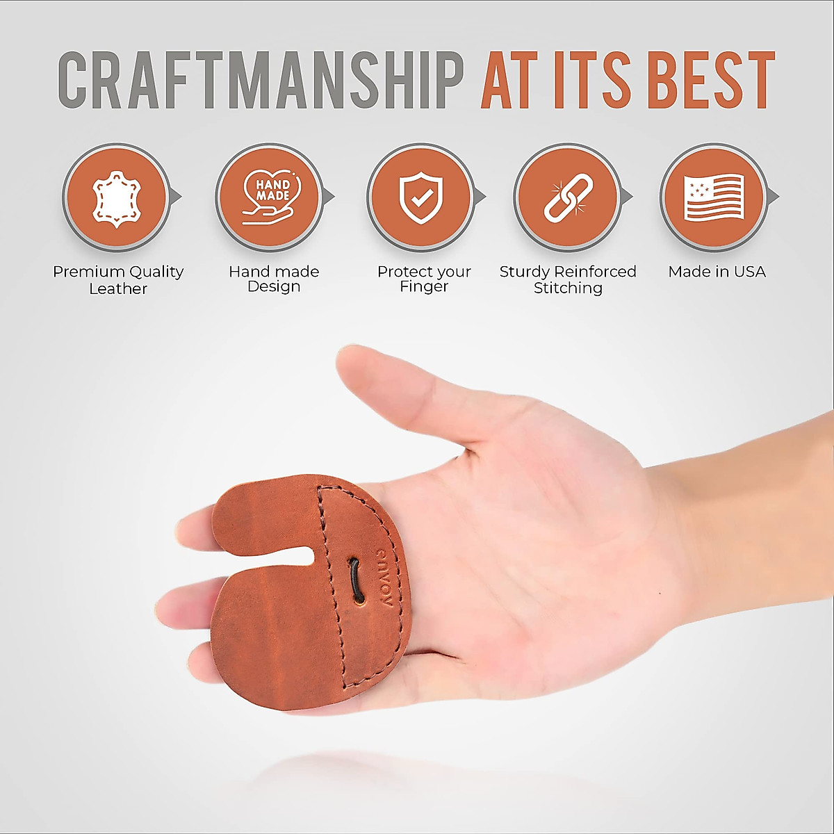 Envoy Archery Finger Tab, Genuine Leather Finger Guard for Shooting Practice, Recurve and Compound Bow String Protection, Made in USA, Saddle