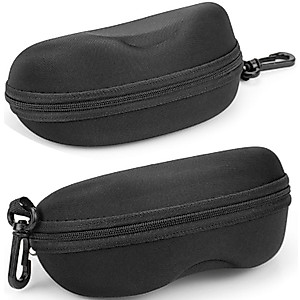 Nicunom 6 Pack Sunglasses Case Portable Travel Glasses Case, Zipper Shell Eyeglasses Cases with Hook and Cleaning Cloth
