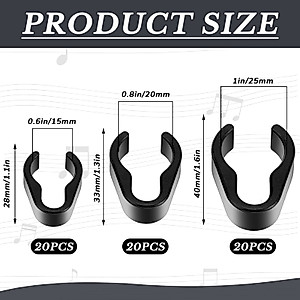 Leinuosen 60 Pcs Mic Cable Clips Flexible ABS Plastic Clips Universal Microphone Boompole Cable Clip Set for Studio Accessories, 15 mm, 20 mm, 25 mm