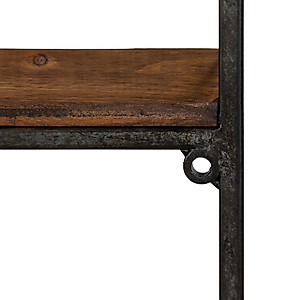 Kate and Laurel Lander Rustic Hanging Wall Shelf, 24" x 8" x 16", Rustic Brown and Black, Two Tiered Farmhouse-Inspired Shelves for Wall