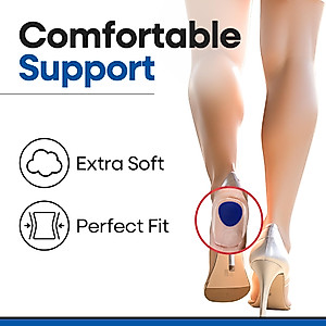 Gel Heel Pads for Shoes Heel Pain Relief | Plantar Fasciitis Heel Cups | Heel Cushion Heel Spur Relief | Silicone Heel Protector Insoles | Sore Bruised Feet | Heel Inserts for Women & Men (LRG 3-PAIR)