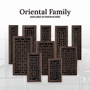 Decor Grates AJH410-RB Oriental Floor Register, 4x10 Inches, Rubbed Bronze Finish