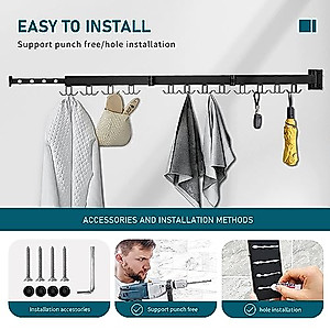 Augot Clothes Drying Rack, Tri-Fold Laundry Drying Rack Wall Mount, Retractable Clothes Hanger Rack Space-Saver, Collapsible Laundry Drying Rack for Laundry, Balcony, Bedroom-User Friendly & Durable