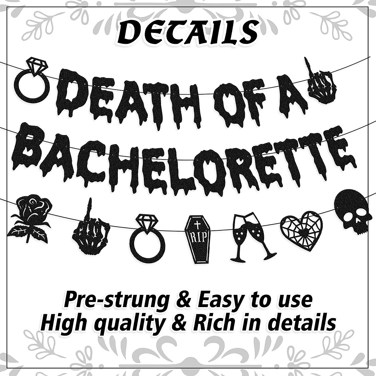 Death of a Bachelorette Banner Halloween Bachelorette Party Decoration Rip Single Life Banner Bride or Die Backdrop Hallow Death theme Bridal Shower Engagement Wedding Party Decor