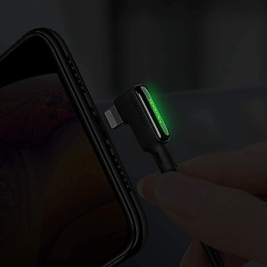 mcdodo [2 Pack] Anti Winding Cable, 90 Degree Retractable LED Coiled Cord Nylon Braided Sync Charge USB Data 6FT/1.8M Cable Compatible Phone 14/13/12/11 Pro Max XS/Max/XR/X/8//7/Pad/Pro/Air/2 More