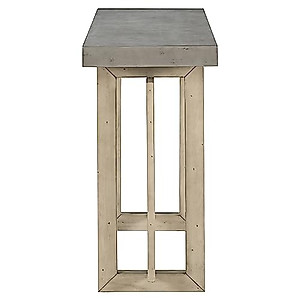 Hlcodca Contemporary Console Table with Industrial-Inspired Concrete Wood Top, Wood Legs, Extra Long Entryway Table for Entryway, Hallway, Living Room, Foyer, Corridor (Gray)