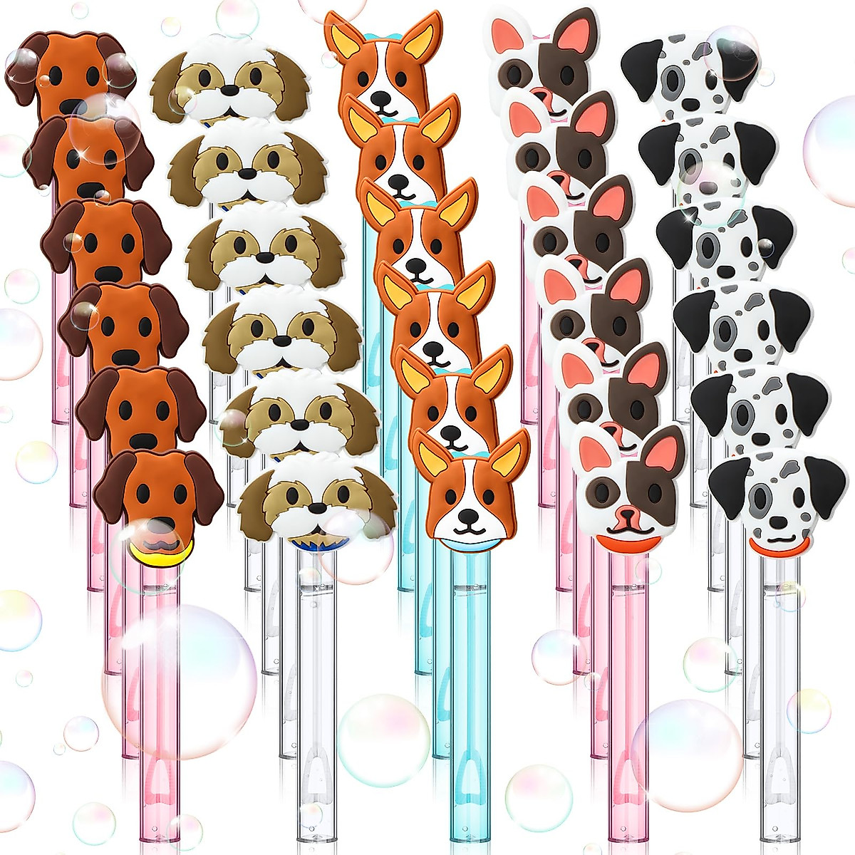 Foilswirl 30 Pcs Bubbles Party Favors for Boys Girls Mini Bubble Wands Tube Bulk Theme Bubble Maker Goodie Bags Stuffer School Classroom Prizes Birthday Gift for Bubble Solution (Dog)