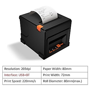 Yosoo Receipt Printer, Small Printer Thermal with USB Connection and 80mm Diameter Paper Roll USB Printer for Easy and Clear Printing (US-3)