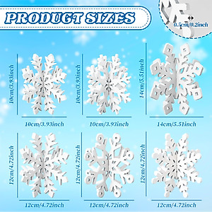 OuMuaMua 6 Set Snowflake Christmas Table Decorations - 12pcs White Wooden 3D Snowflake Decor Tabletop Centerpiece for Christmas Party Supplies Home Decor