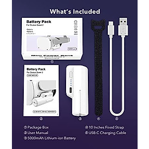 5000mah Battery Pack fit for Meta Oculus Quest 2 & Elite Head Strap, Lightweight Portable VR Power Charger Battery Extender Rechargeable Meta Accessories for 3 Hours Extended Playtime