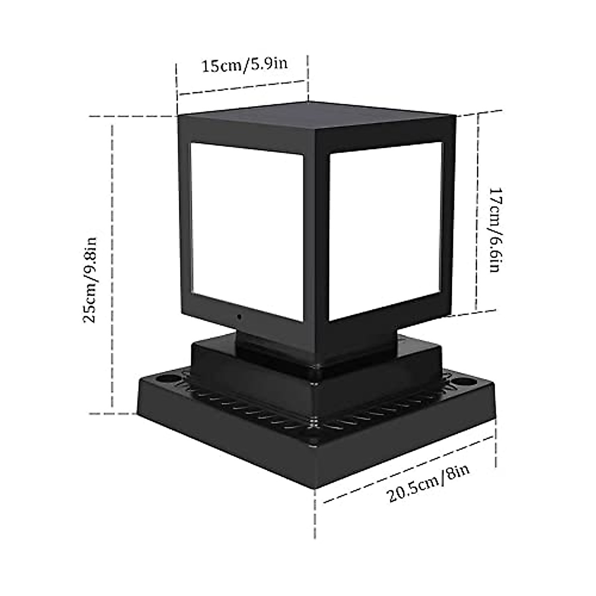 CZLZY Solar LED Post Light Simple Modern Aluminum Square Pillar Lamp Outdoor Patio Fence Column Light Waterproof IP54 Villa Gate Base Light Lawn Landscape Light