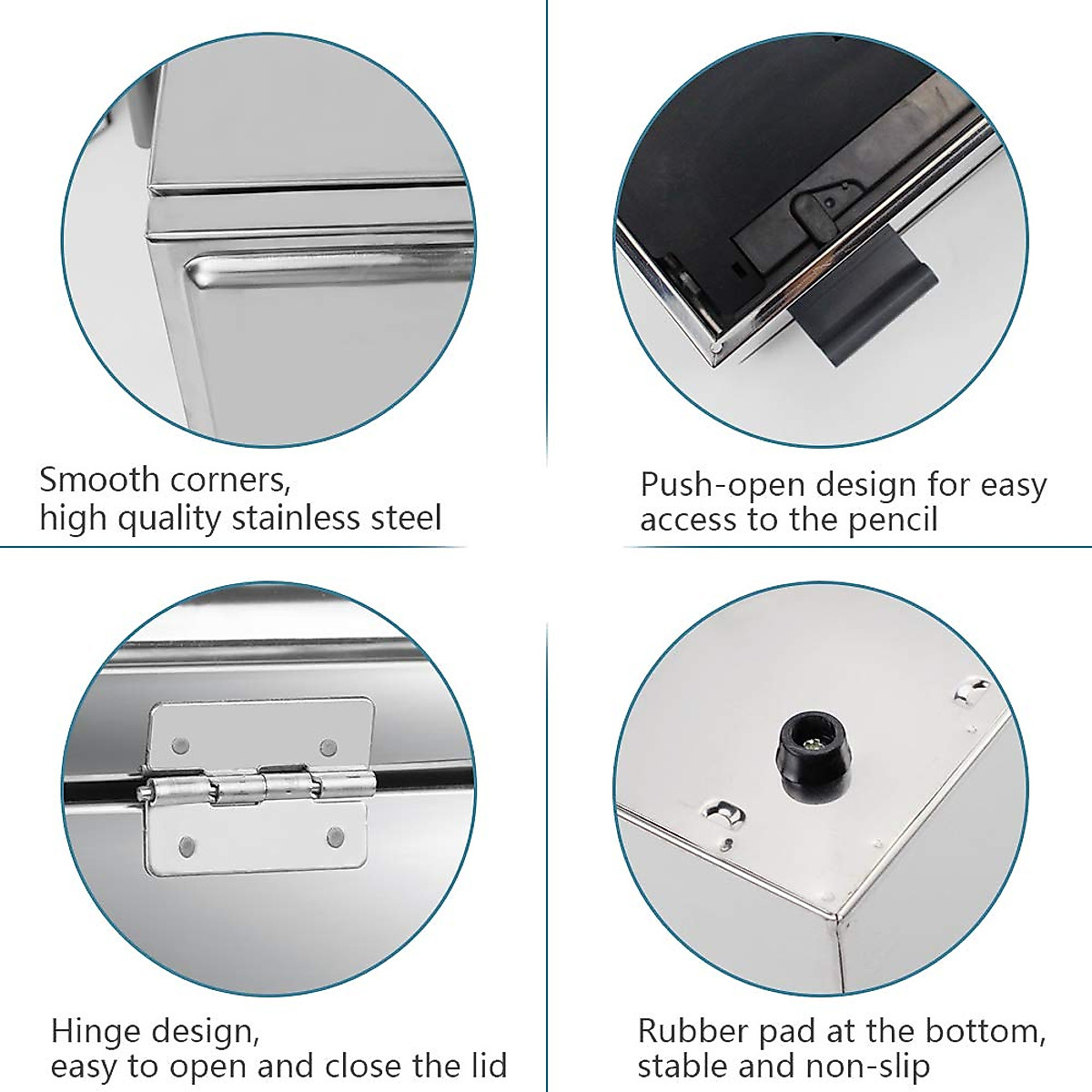 Creproly Stainless Steel Pencil Dispenser/Pen Holder for Classroom Home Restaurant for Bulk Pencils Storage/Unwrapped Drinking Straws Storage (Silver)