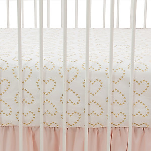 Lambs & Ivy Confetti Fitted Crib Sheet, Pink/Gold Heart