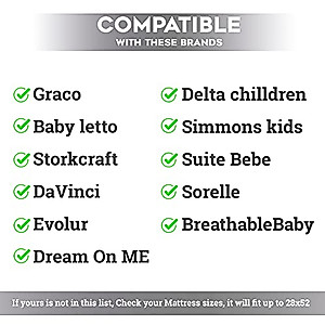 Lilly B. Pack of 3 Crib Sheets - 100% GOTS Organic Cotton - 2 Fitted Crib Sheets Neutral with 1 Waterproof Mattress Protector for Baby Boys and Girls, fits All Shapes up to (52Lx 28Wx 6H) Inch