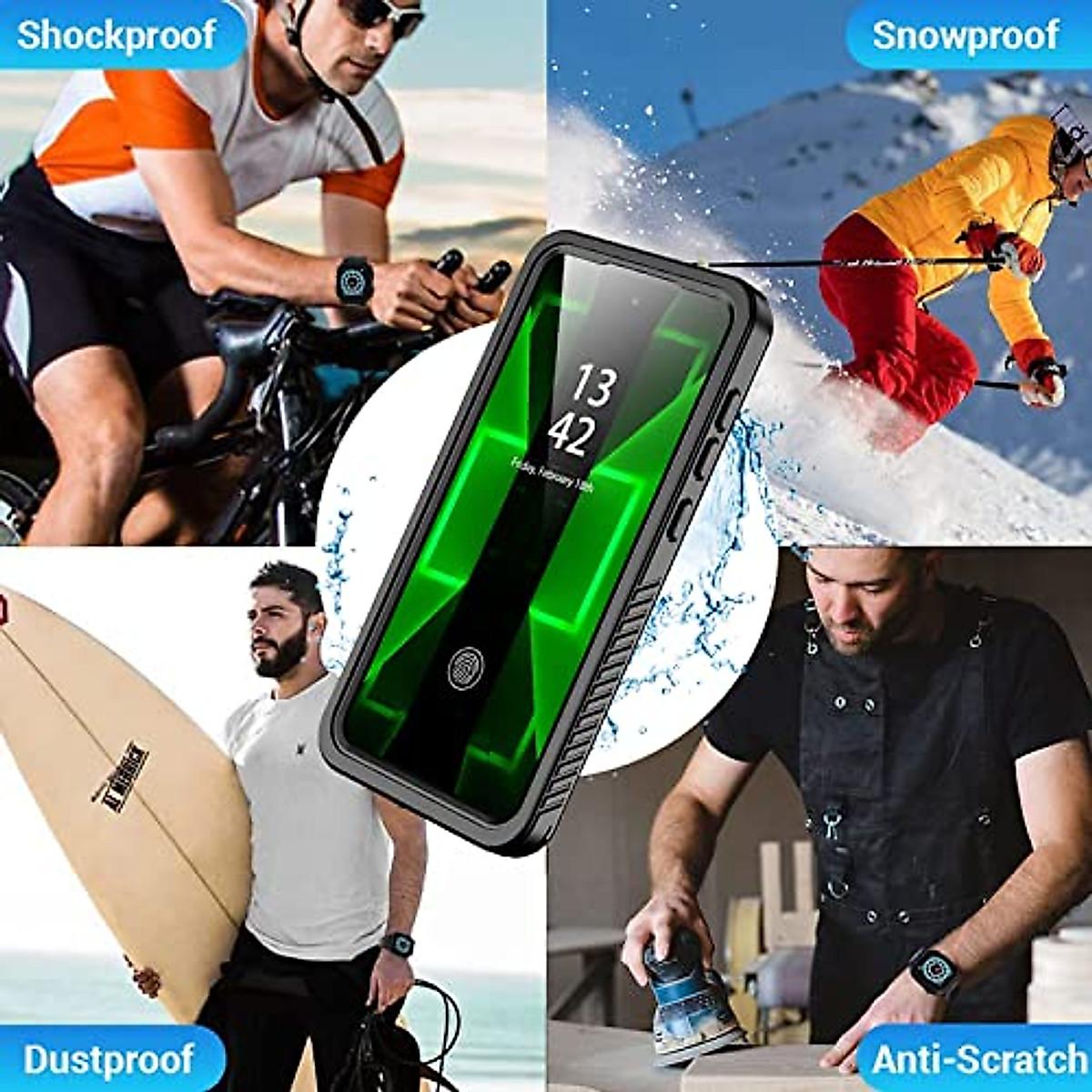 Oterkin for Samsung Galaxy S23 Case Waterproof, Galaxy S23 Case with Built-in Screen Protector [Support Fingerprint Unlock][360°Full Body Protection][12FT Military Grade] Rugged S23 Phone Case (Black)