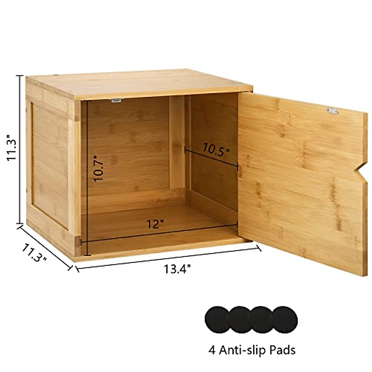 Fasmov Cube Storage Organizer, Bamboo Cube Bookshelf, Stackable Connect Storage Cube Cubby Organizer with Door, Stackable Cubes Bin for Bedroom, Home and Office