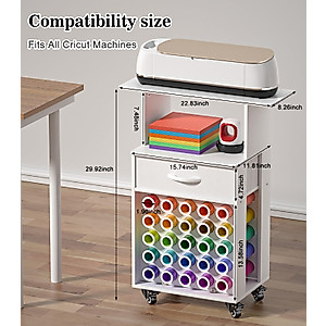 Rolling Craft Storage Cart for Cricut,Crafting Cabinet Workstation with 25 Vinyl Roll Holders,Organizer and Storage Cart for Cricut Machine,Craft Cart and Storage Table for Craft Room&Home&Office