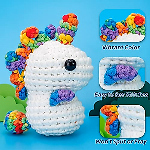 3x60g Yellow+Pink+Blue Yarn for Crocheting and Knitting;3x66m (72yds) Cotton Yarn for Beginners with Easy-to-See Stitches;Worsted-Weight Medium #4;Cotton-Nylon Blend Yarn for Beginners Crochet Kit